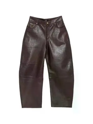 LOIS Leather Wide-leg Trousers - Red