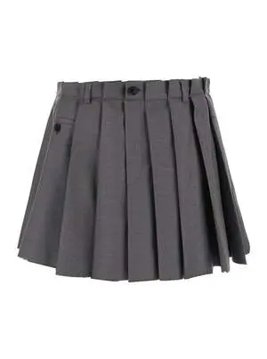 Acne Studios Gray Skirt With Tech Fabric Details - Multicolor