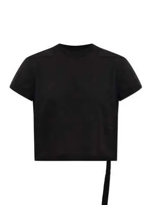 Rick Owens T-shirt With Ribbed Trims And A Hanging Strap - Black