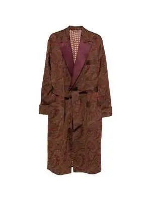 Etro Belted Coat With Jacquard Paisley Print - Red