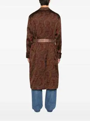 Etro Belted Coat With Jacquard Paisley Print