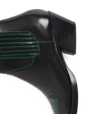 Marni Leather Cowboy Boots With Contrast Stitching