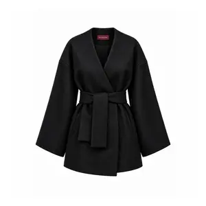 MANDRAGORA Oversized Wool Kimono With Belt Arke - Black