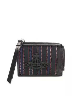 VIVIENNE WESTWOOD Orb-plaque Striped Wallet - Black