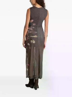 Desigual Floral-print Sleeveless Maxi Dress - Brown