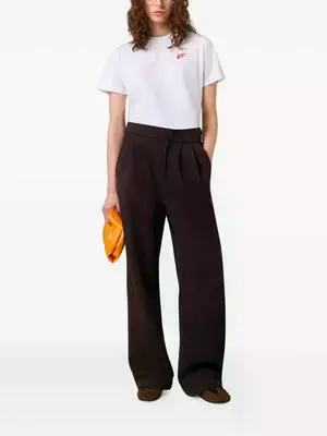 MSGM Pleated Logo-embroidered Straight Trousers - Brown