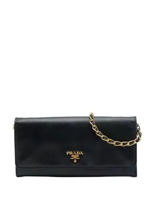 Prada 2010-2026 Saffiano Wallet On Chain Crossbody Bag - Black