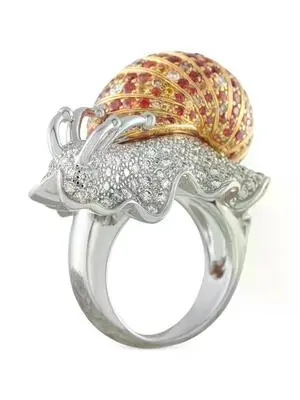 Boucheron Diamond And Sapphire Snail Ring - Silver