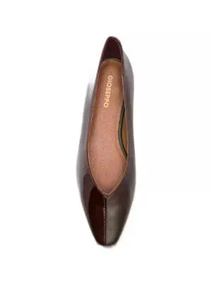 GIOSEPPO Patent-finish Pointed-toe Ballet Flats