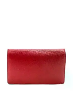 Gucci Interlocking Wallet On Chain Leather Crossbody Bag - Red