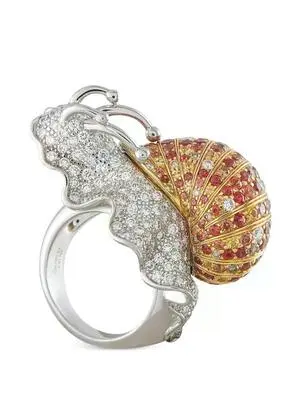 Boucheron Diamond And Sapphire Snail Ring - Silver