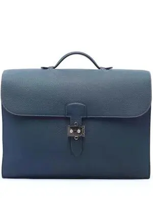 Hermès 2015 Togo Casaque Sac A Depeches 38 Business Bag - Blue