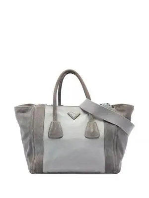 Prada 2010-2026 Scamosciato And Canapa Twin Pocket Double Handle Satchel - Grey