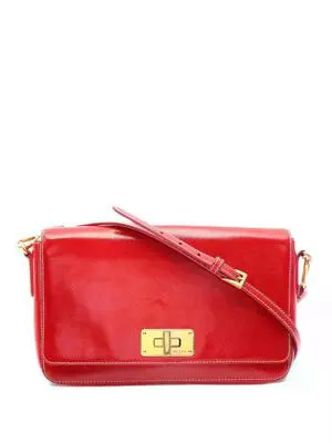 Prada 2000s Saffiano Vernic Shoulder Bag - Red