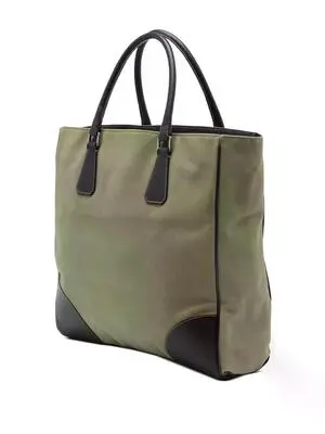 Prada 2000-2013 Cinghiale Trimmed Canvas Canapa Tote Bag - Brown