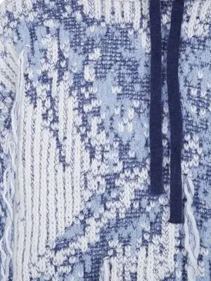LANEUS Distressed-effect Abstract-print Knit Hoodie In A Wool Blend