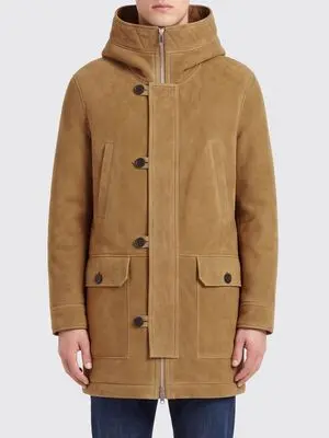 YVES SALOMON Single-breasted Suede Leather Hooded Coat