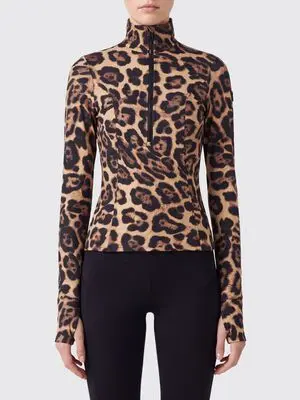Goldbergh Leona Animal Print Technical Fabric Polo Neck With Zip
