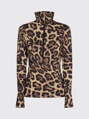 Goldbergh Leona Animal Print Technical Fabric Polo Neck With Zip