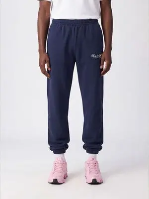 Sporty & Rich Cotton Jogging Trousers With Embroidered Logo - Navy