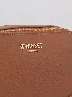 TWINSET Mini Camera Cross-body Bag With Adjustable Strap And Metal Logo - Camel