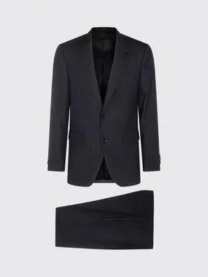 LARDINI Pinstriped Single-breasted Virgin Wool Suit With Notch Lapels