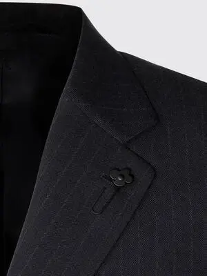 LARDINI Pinstriped Single-breasted Virgin Wool Suit With Notch Lapels
