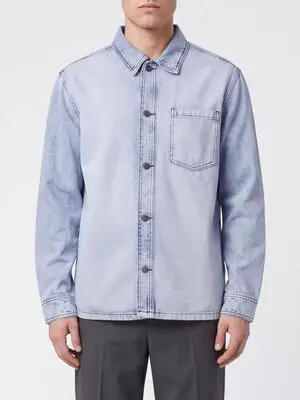 LES DEUX Cotton Denim Shirt With Classic Collar And Patch Pocket - Blue