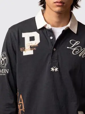 LA MARTINA Edgar Long-sleeve Cotton Polo With Embroidered Logo