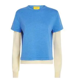 Guest In Residence Cotton-cashmere Layer T-shirt - Blue
