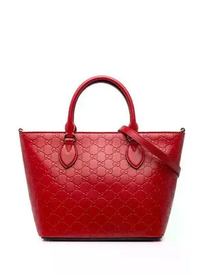 Gucci 2016-2026 Small Guccissima Convertible Tote Satchel - Red