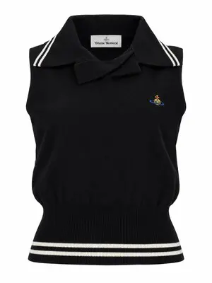 VIVIENNE WESTWOOD Top Smanicato In Maglia Di Cotone E Cashmere - Black