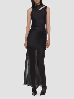 Helmut Lang Sheer Layered A-line Maxi Skirt