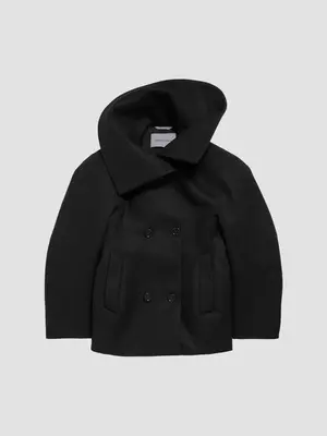 Balenciaga High Collar Peacoat - Black