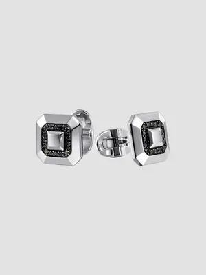 GABRIEL & CO Geo Sterling & Black Spinel Octagon Cufflinks - Silver