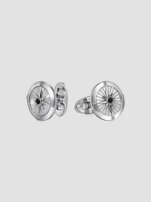 GABRIEL & CO Polaris Sterling & Spinel Compass Cufflinks - Silver