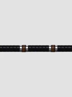 GABRIEL & CO Contemporary Sterling Onyx & Tiger's Eye Beaded Bracelet