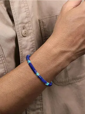 GABRIEL & CO Contemporary Sterling Silver, Lapis And Turquoise Beaded Bracelet