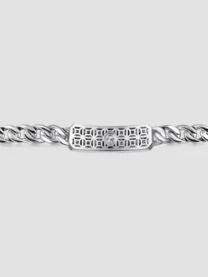 GABRIEL & CO Classic Sterling & Black Spinel Cuban Link Id Bracelet