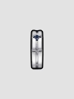 GABRIEL & CO Geo Sterling & Sapphire Wide Band Ring