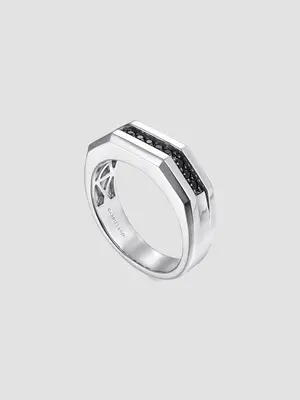GABRIEL & CO Facets Sterling & Black Spinel Band Ring