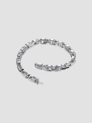 GABRIEL & CO Contemporary Sterling & Black Spinel Cylindrical Link Chain Bracelet