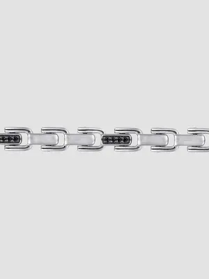 GABRIEL & CO Contemporary Sterling & Black Spinel Cylindrical Link Chain Bracelet