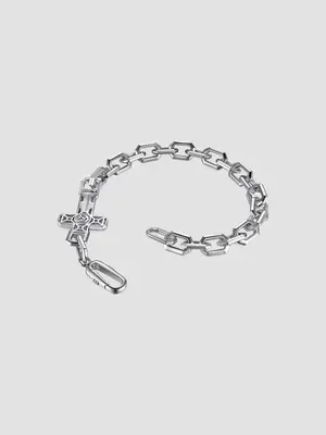 GABRIEL & CO Contemporary Sterling Faceted Link Cross Chain Bracelet