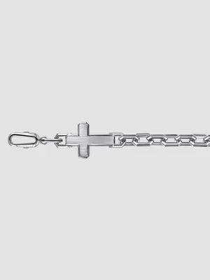 GABRIEL & CO Contemporary Sterling Faceted Link Cross Chain Bracelet