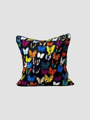 HUNT SLONEM Butterflies In Flight Cotton Pillow - Multi