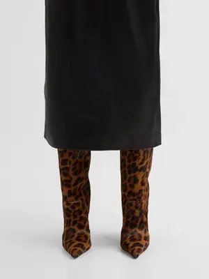 Schutz Samira 100mm Leopard-print Fur Boots