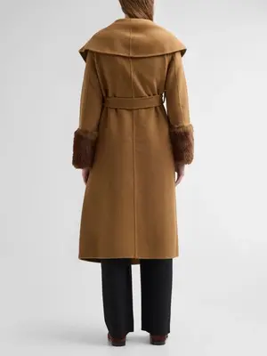 Apparis Jill Faux-mink Fur Cuff Wool Belted Coat
