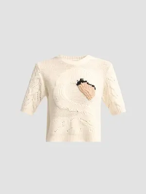 Tanya Taylor Baxter Wool Swan Pointelle Sweater