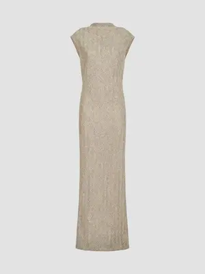 Brunello Cucinelli Dazzling Chevron Embroidery Dress In Sparkling Mohair And Wool - Rope